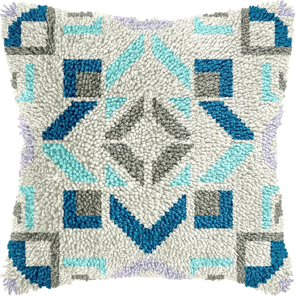 Geometry Latch Hook Pillow Cover Kits for DIY Handmade Throw Pillow ...