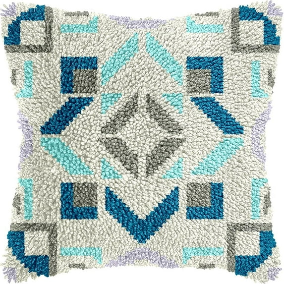 Geometry Latch Hook Pillow Cover Kits for DIY Handmade Throw Pillow ...