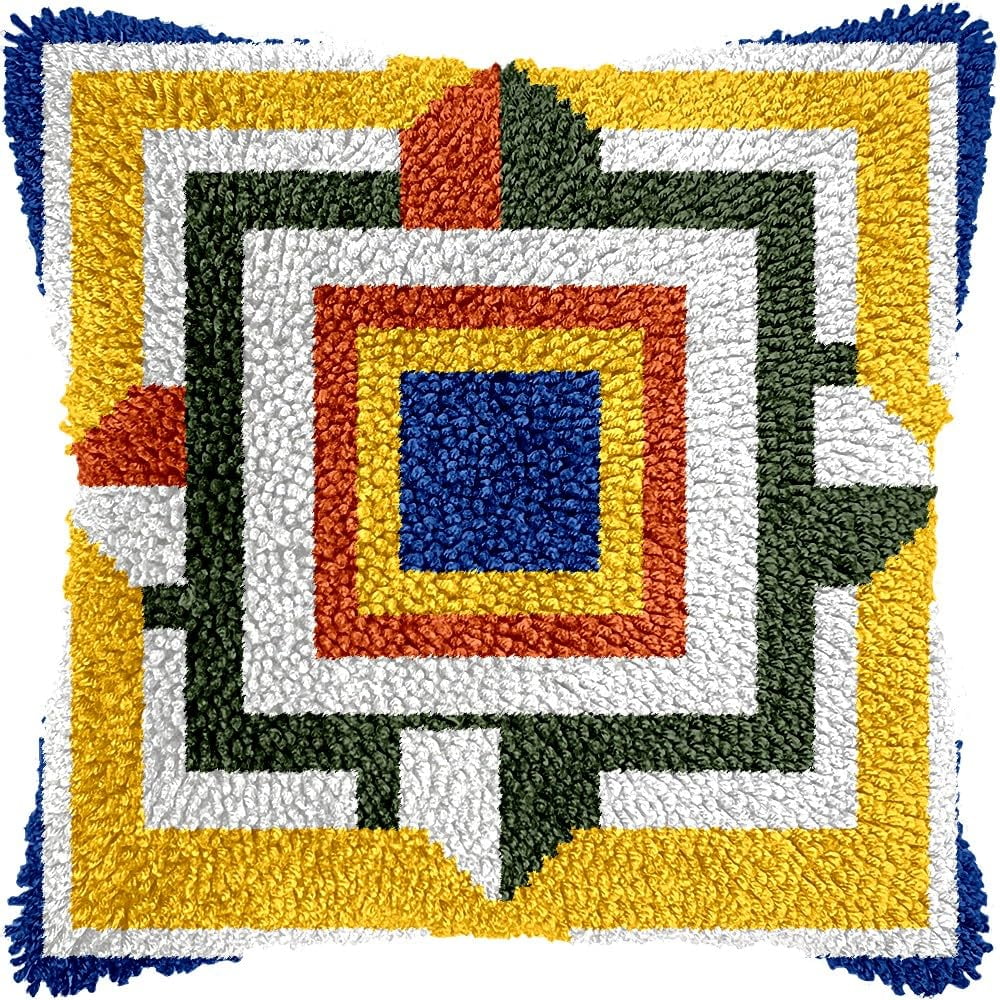 Geometry Latch Hook Pillow Kits DIY Pillowcase Crochet Hook Cushion ...
