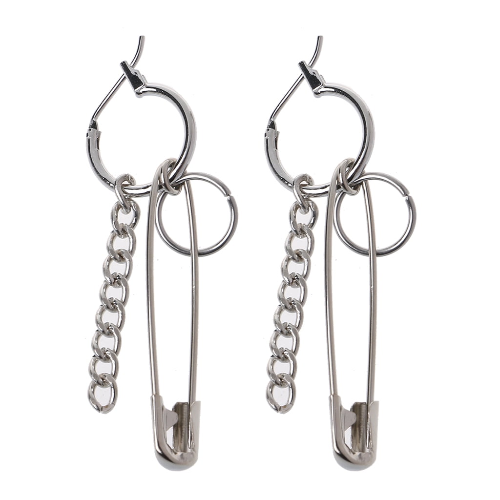 Geometry Long Chain Earrings Korean Jewelry Charms Novelty Safety Pin ...