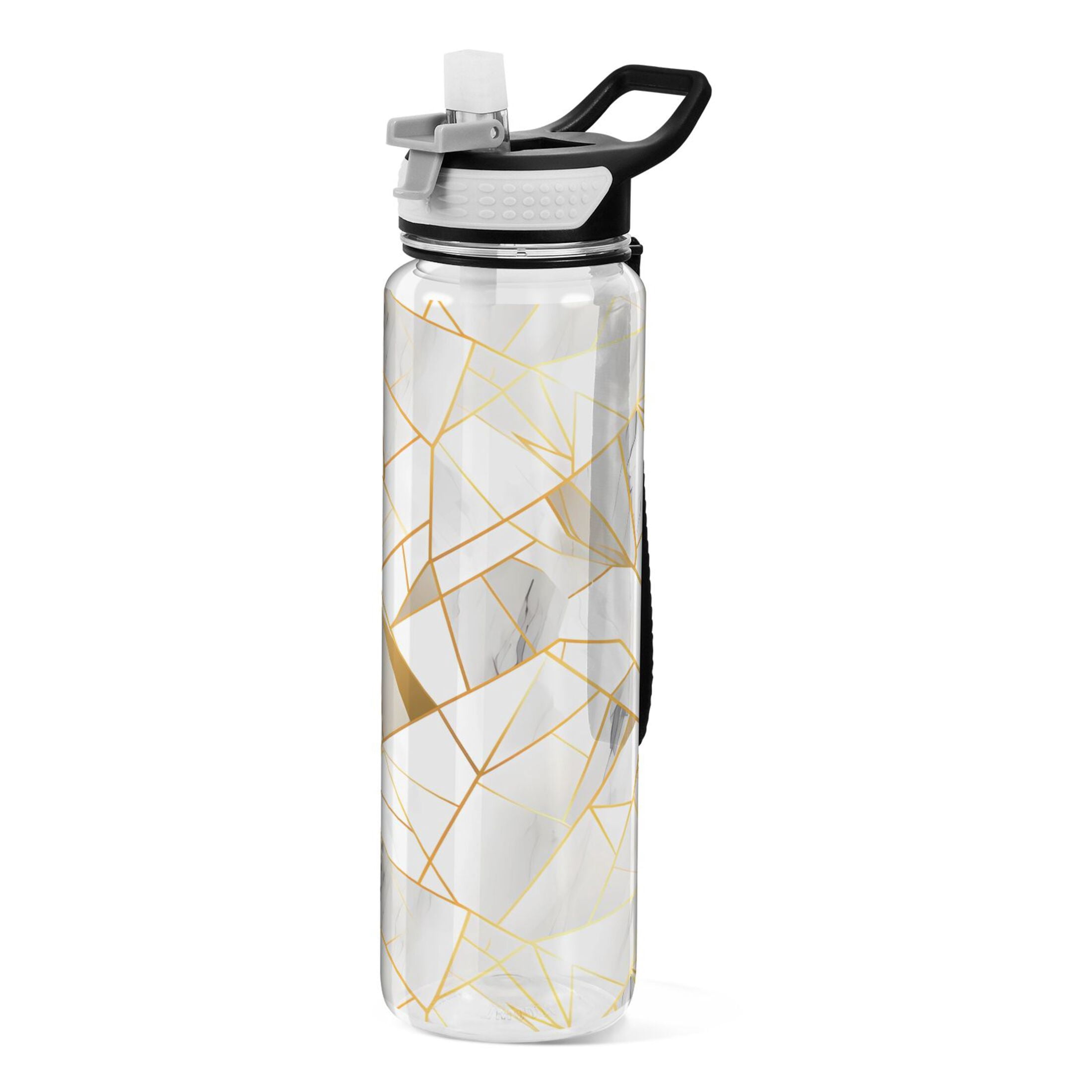 Geometry Marble 32oz Water Bottles with Straw Tritan Leakproof Sports ...