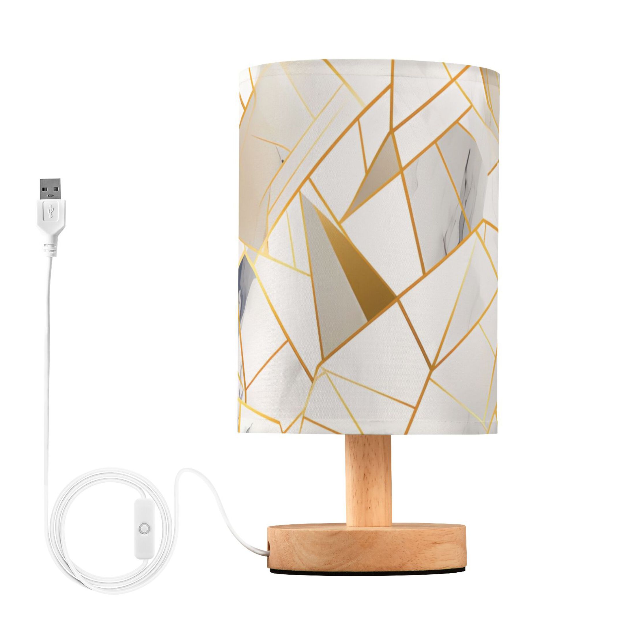Geometry Marble Bedside Table Lamp LED Warm Lights with USB Charging ...