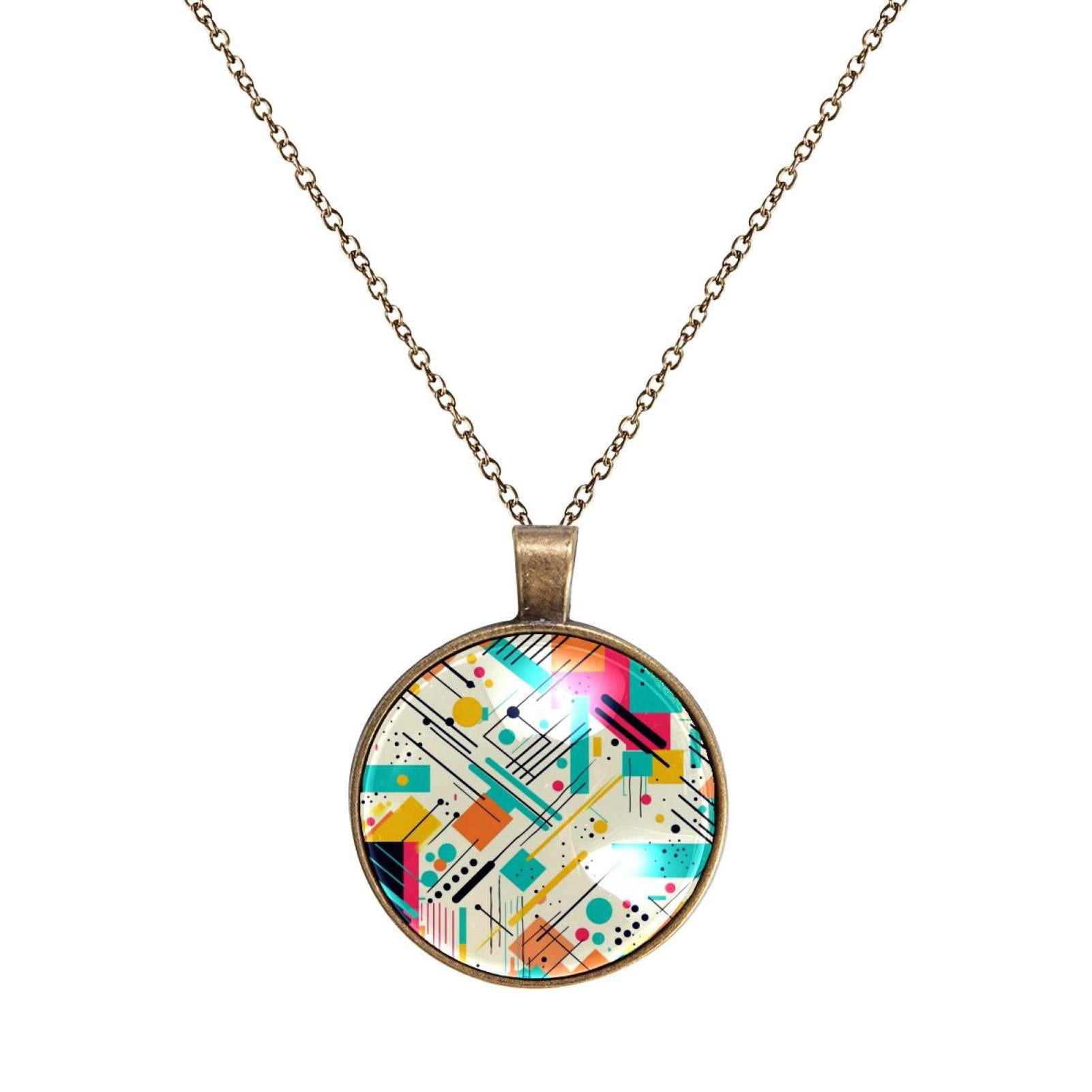 Geometry Necklace Personalized Custom Photo Round Pendant Adjustable ...