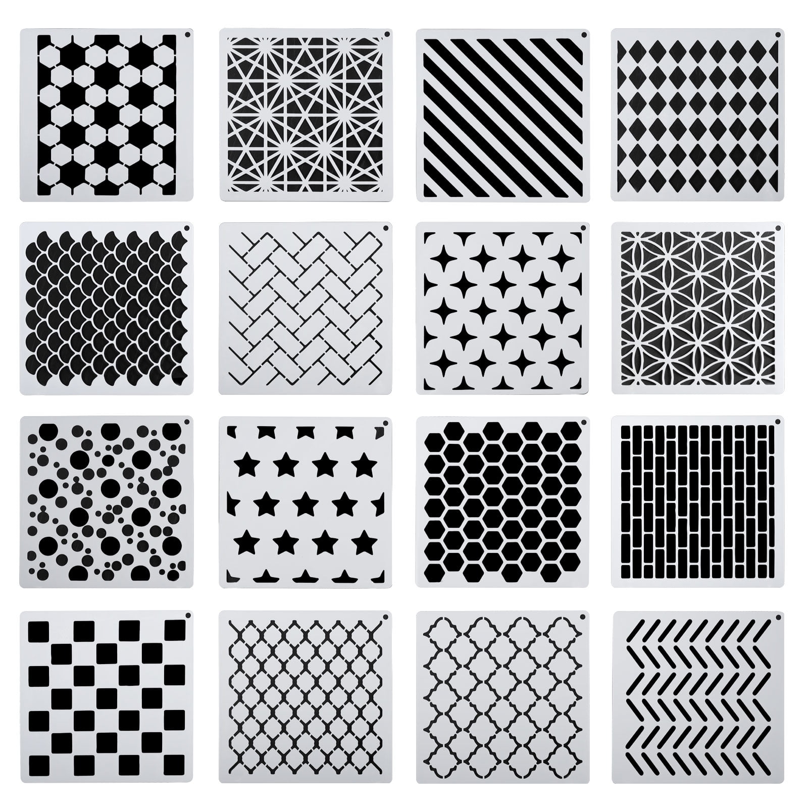 Geometry Painting Stencils, 16 Pack Paint Stencils Reusable Painting ...