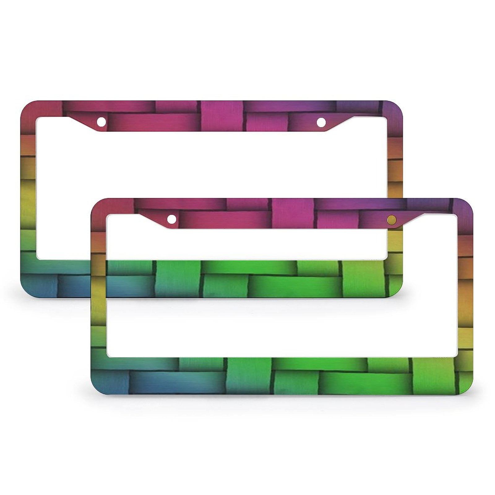 Geometry Pattern Aluminum Metal Car License Plate Frame Covers With 2 ...