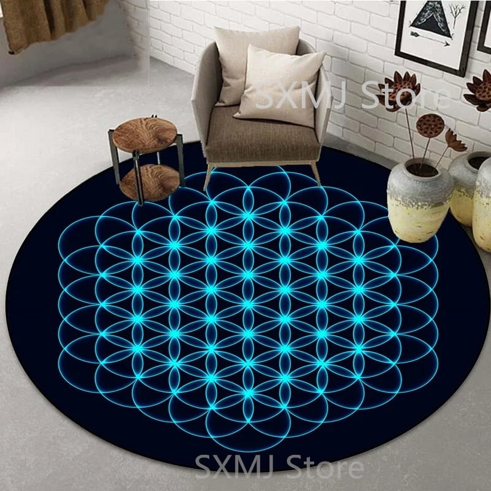 Geometry Pattern Round Area Rug Carpet Cushion Bedroom Living Room ...