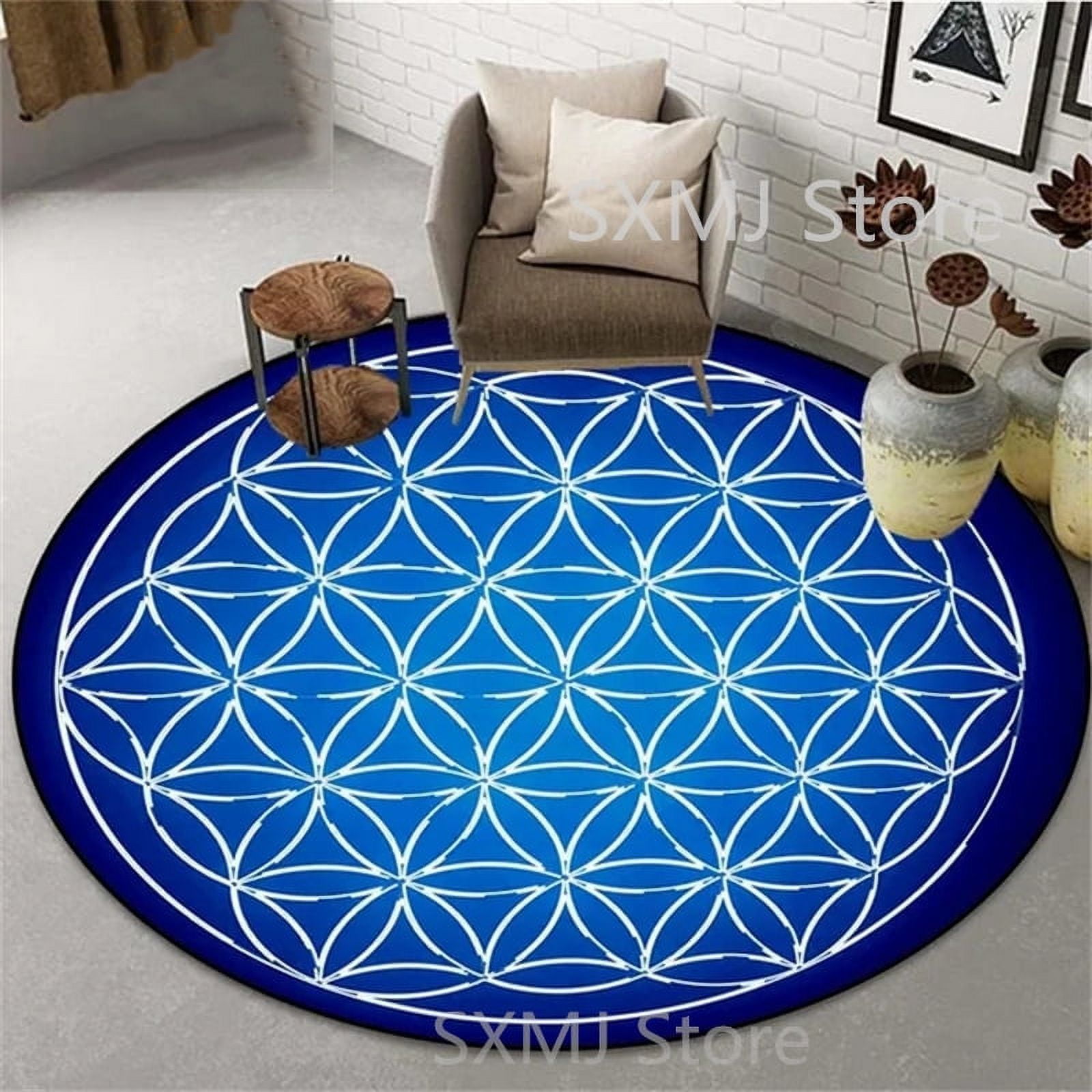 Geometry Pattern Round Area Rug Carpet Cushion Bedroom Living Room ...
