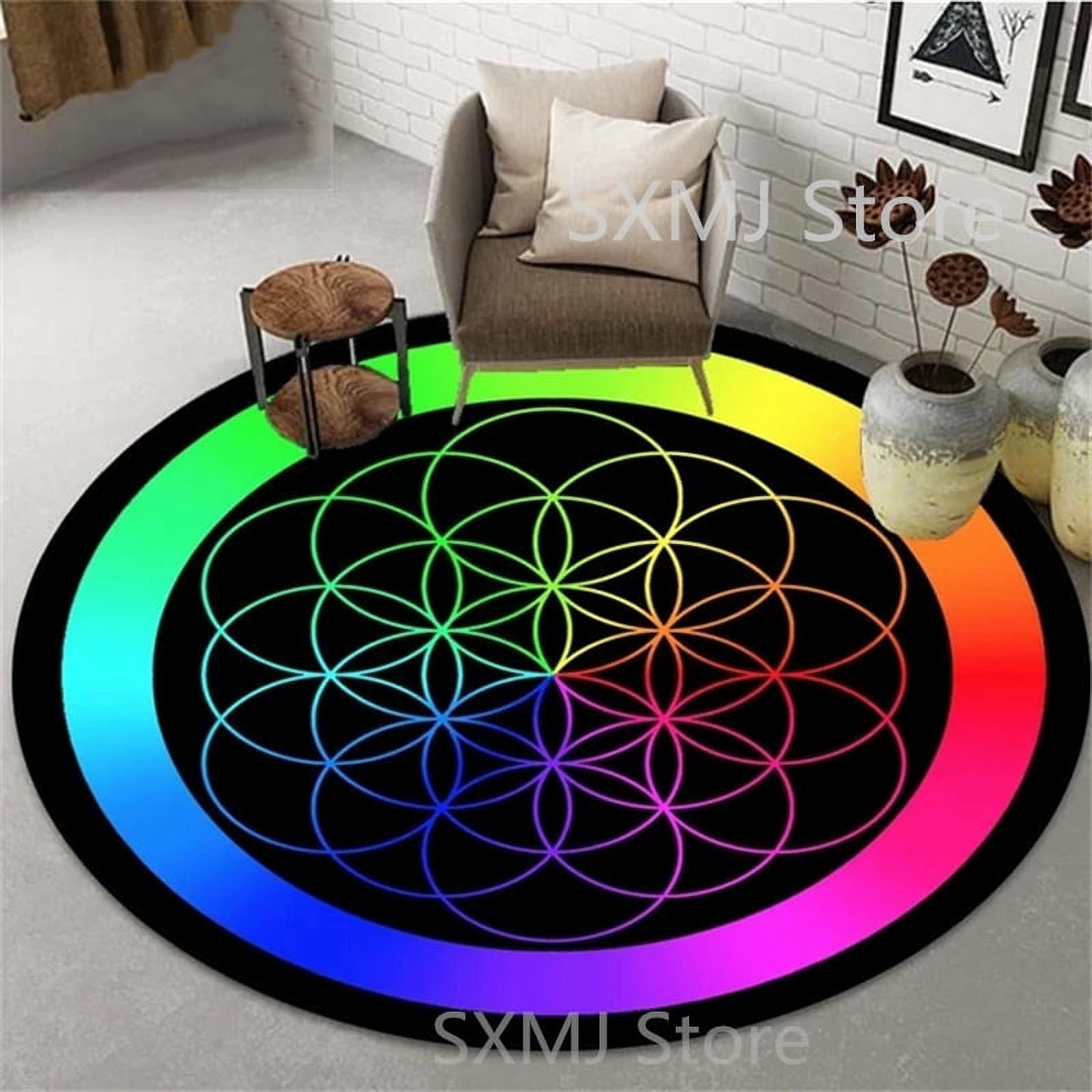 Geometry Pattern Round Area Rug Carpet Cushion Bedroom Living Room ...