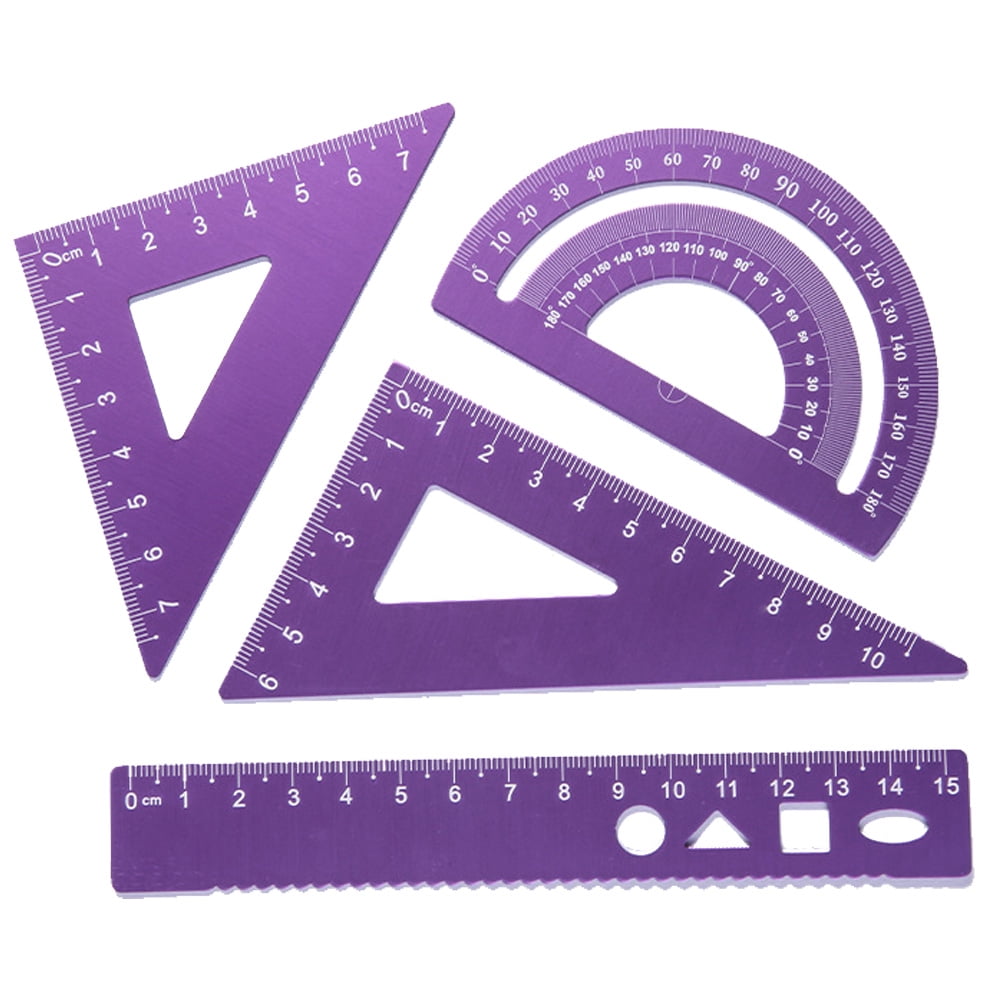 Geometry Plastic Ruler Set, Straight Rulers, 2 Triangle Rulers ...