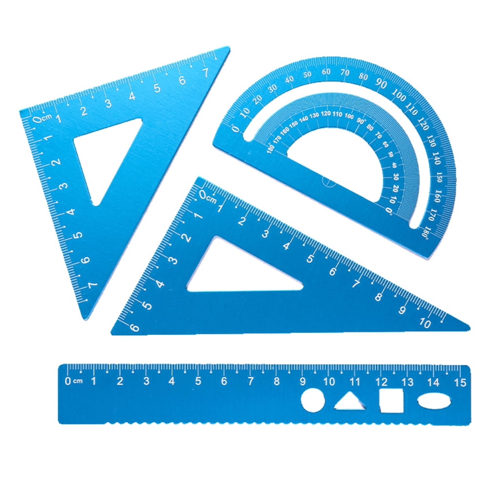 Geometry Plastic Ruler Set, Straight Rulers, 2 Triangle Rulers ...