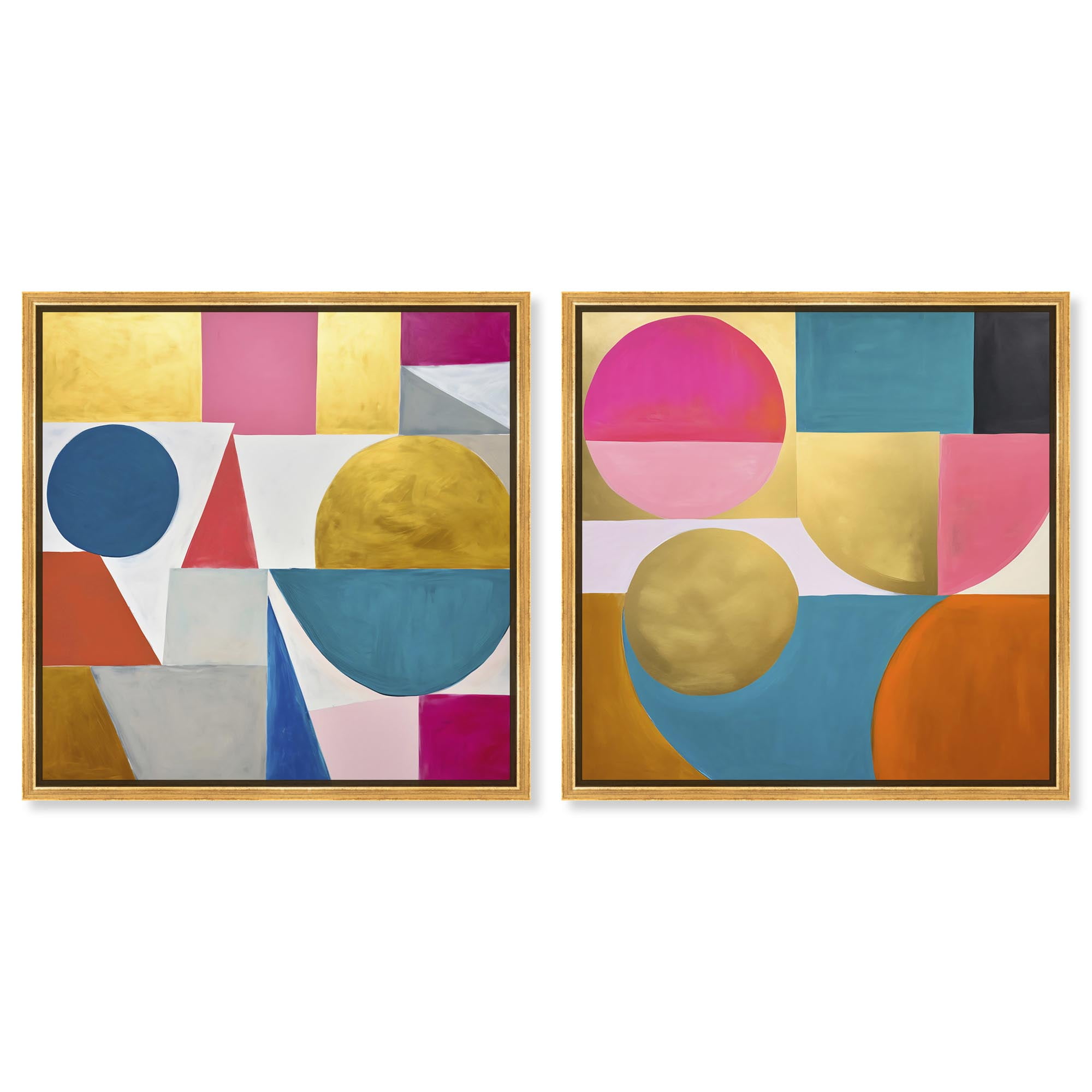Geometry Puzzle Set Canvas Set of 2 Dopamine Decor Art by Art Remedy ...