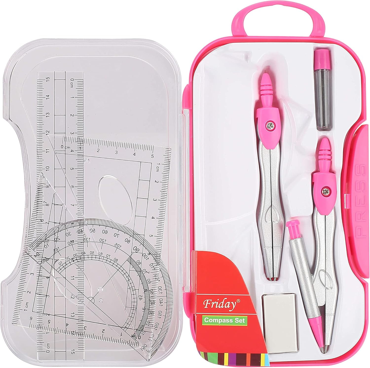 Geometry Set,10 Pcs Protractor and Compass Set, Math and Ruler Set for ...