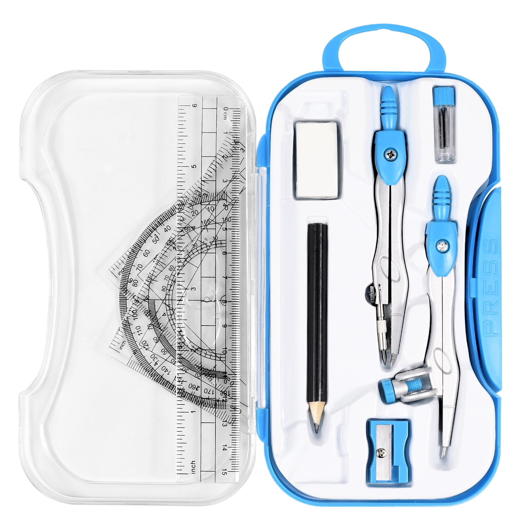 Geometry Set 10 Pcs Student Supplies with Shatterproof Storage Box ...