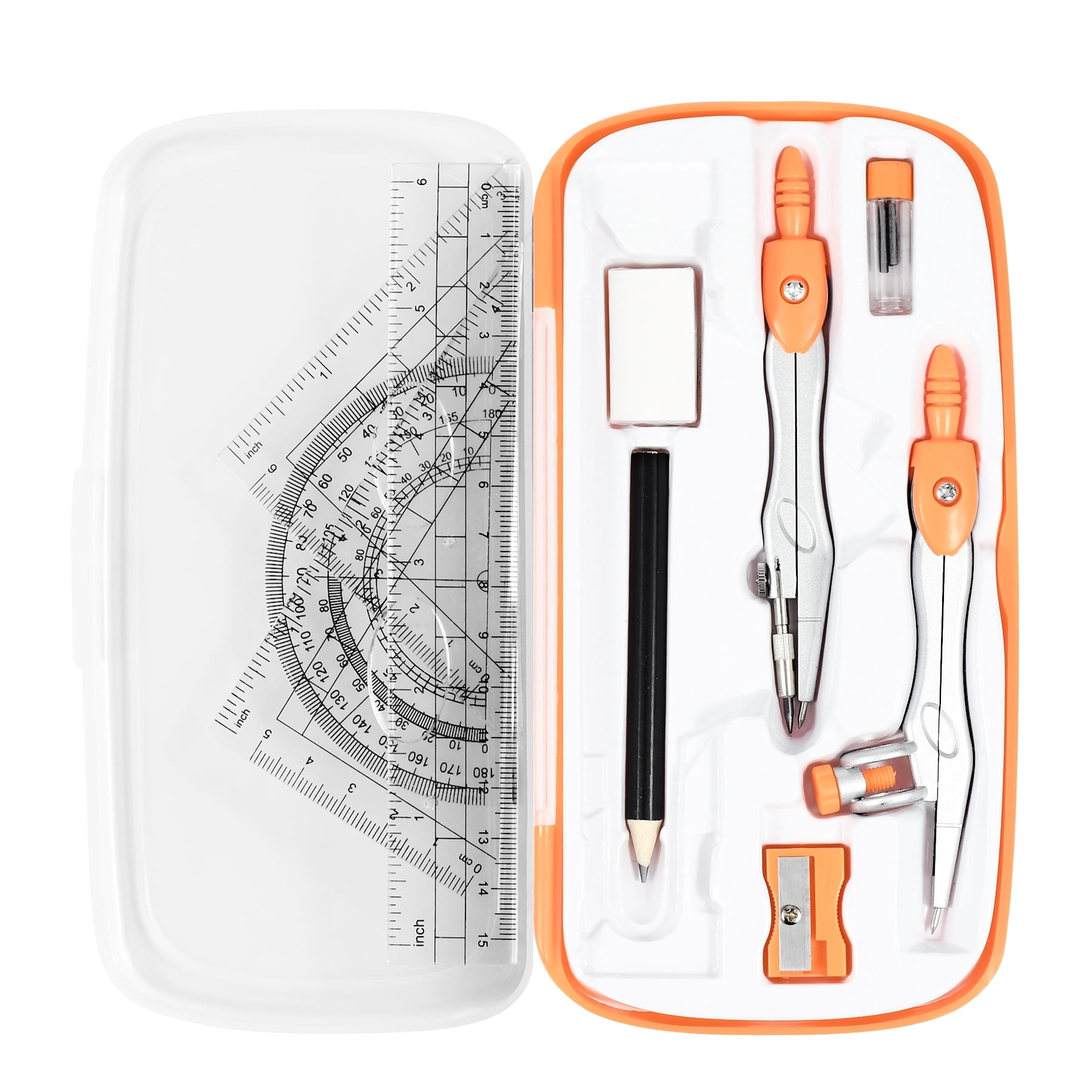 Geometry Set 10 Pieces Student Supplies with Shatterproof Storage Box ...