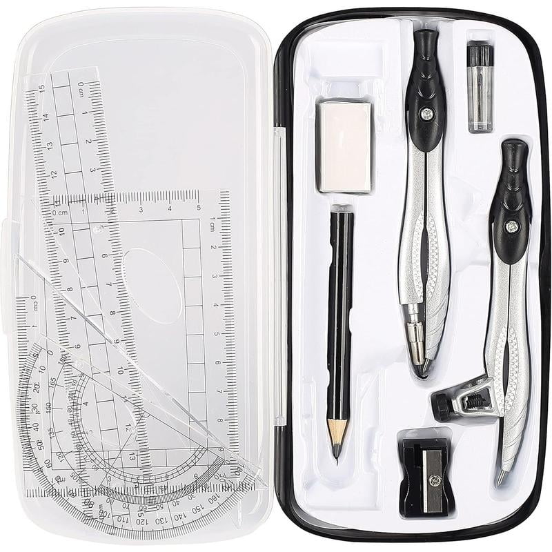 Geometry Set,10 Protractor and Compass Set, Math and Ruler Set for ...