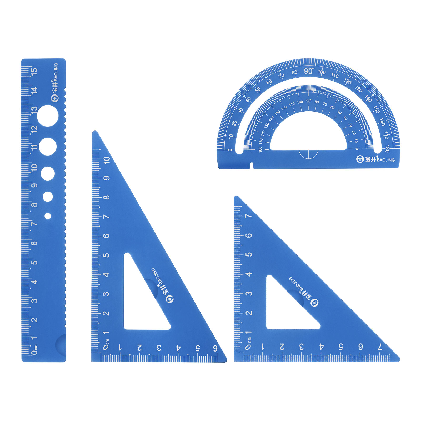 Geometry Set 15cm 4pcs Laser Engraving Metal Ruler Set, Blue - Walmart.com