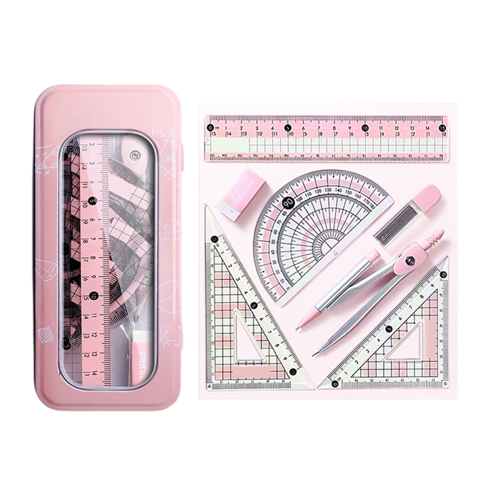 Geometry Set for Students, 8-Piece Math Tools with Shatterproof Case ...