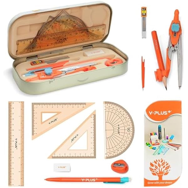 Geometry Set for Students, Math Protractor Compass with Rulers ...