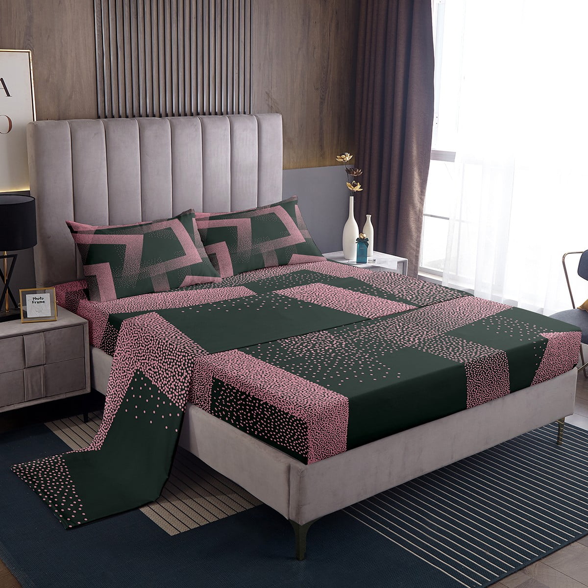 Geometry Sheet Set King Size Abstract Dots Squares Sheets, Tileable ...