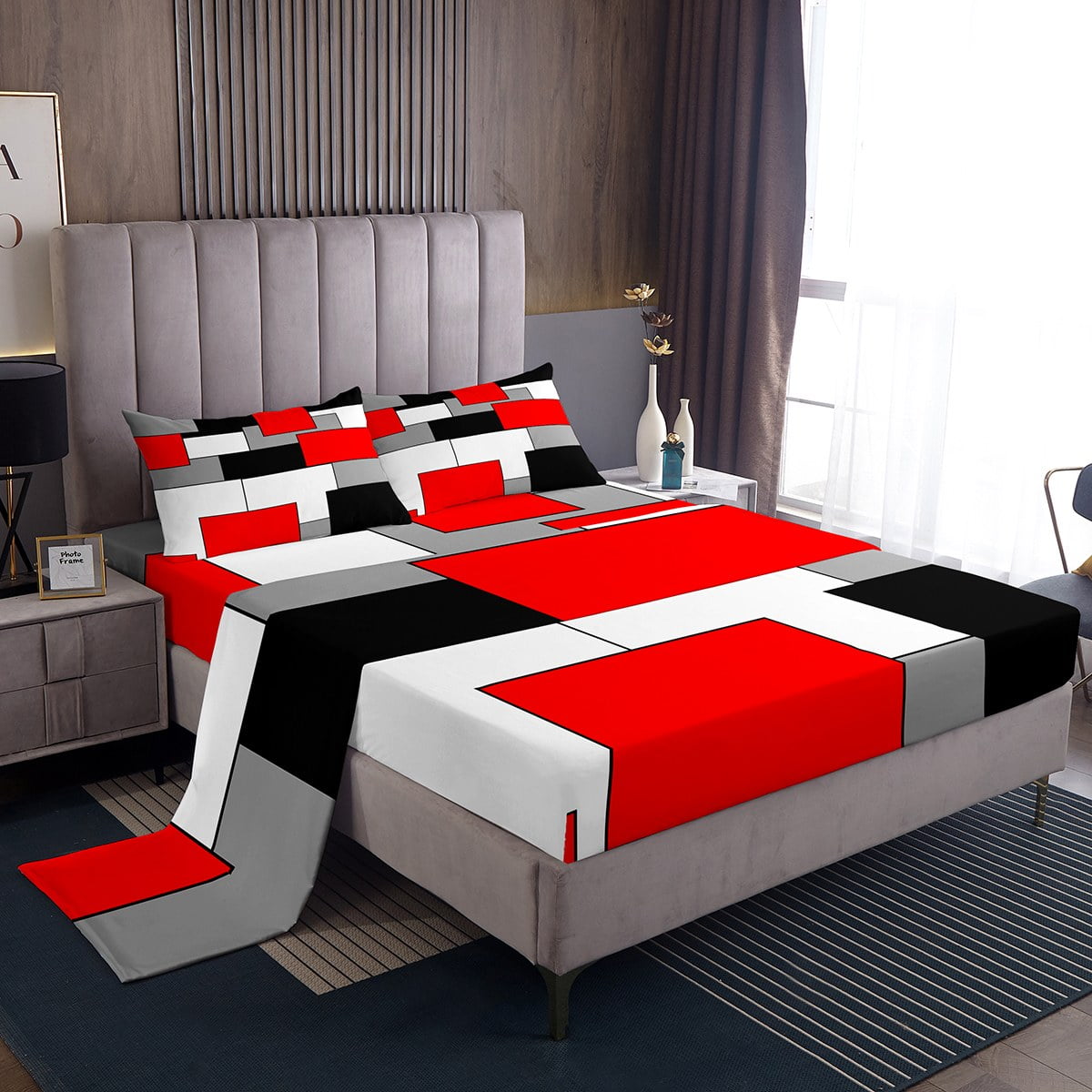 Geometry Sheet Set Red Black Grey White Abstract Art Square Rectangle ...