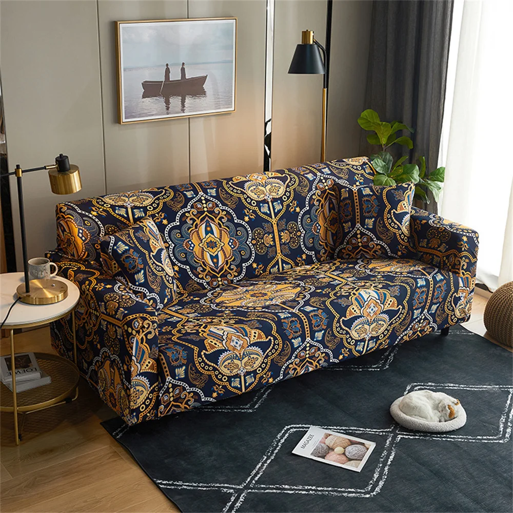 Geometry Style Sofa Cover Plant Lattice Flower Elastic Full Package ...