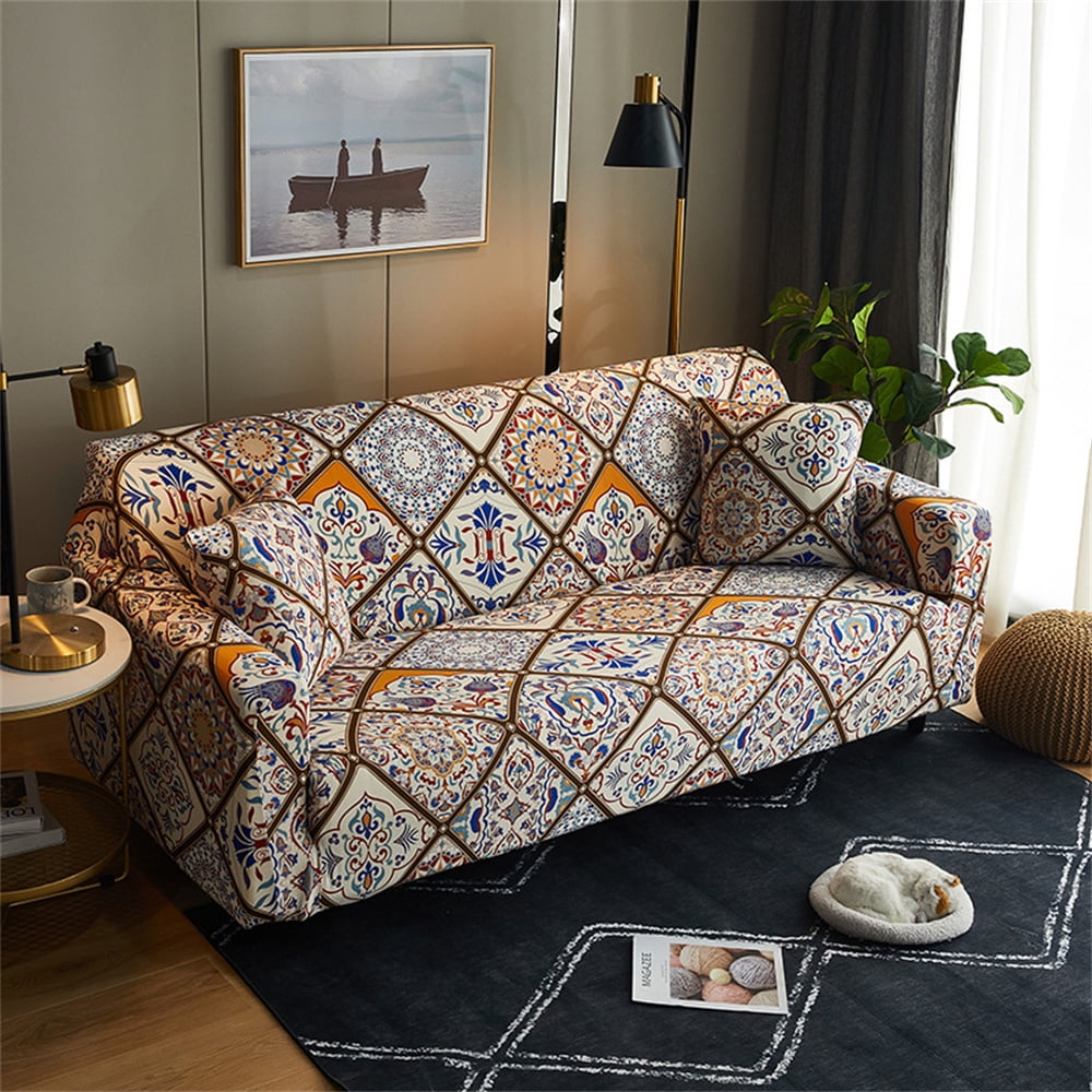 Geometry Style Sofa Cover Plant Lattice Flower Elastic Full Package ...