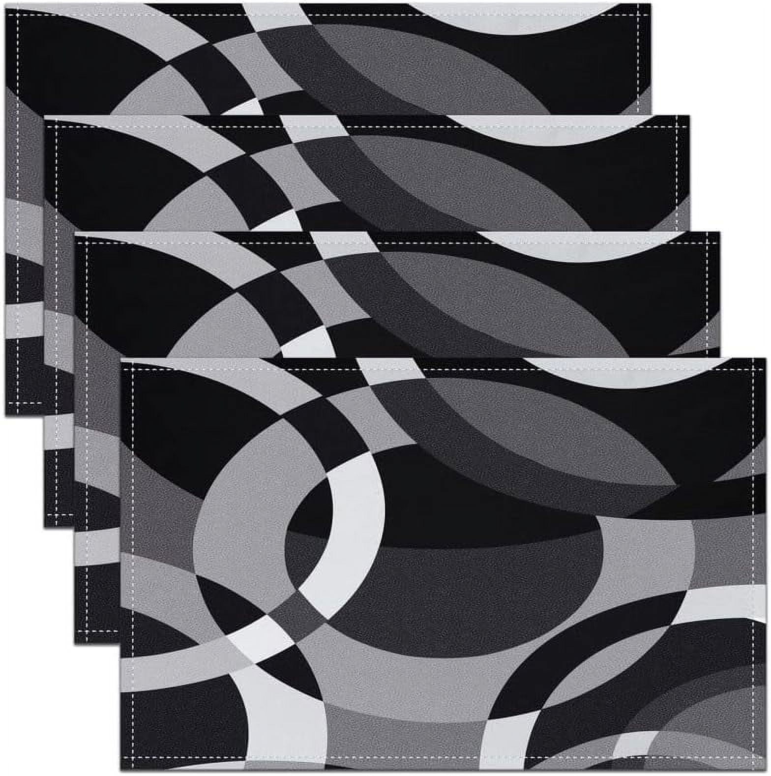 Geometry Table Place Mats Set of 4 Geometric Circle Printed Kitchen ...