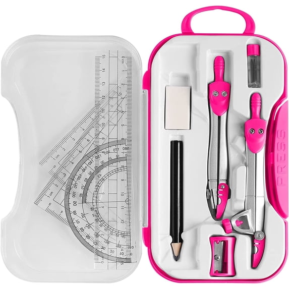 Geometry Tool Kit with Compasses, Protractor, Pencil, Eraser, Sharpener ...