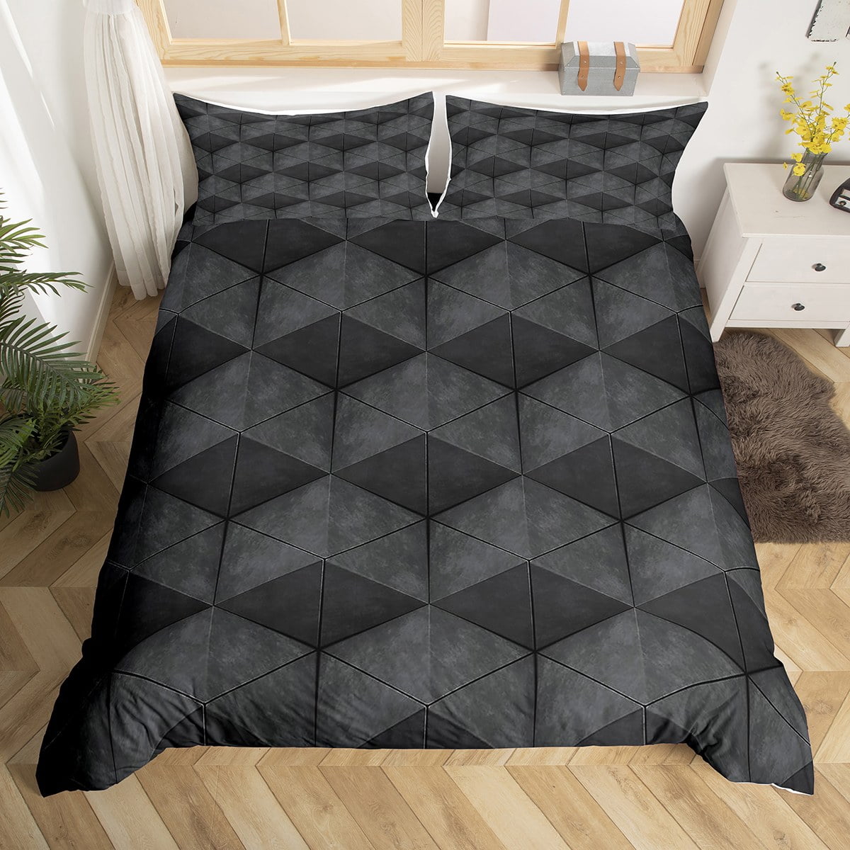 Geometry Triangle Bedding Set , Ombre Abstract Patchwork Comforter ...