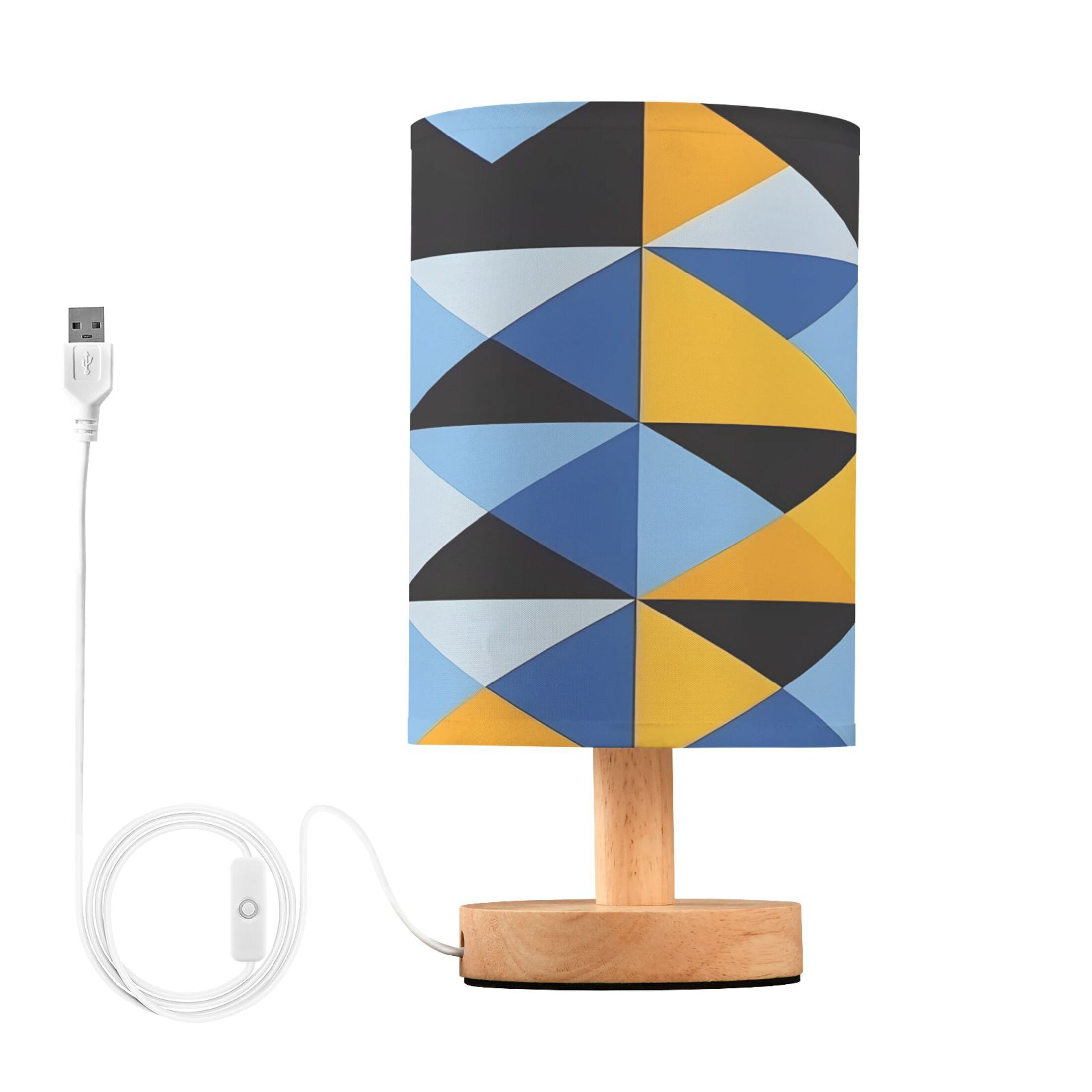 Geometry Triangle Pattern Bedside Table Lamp Desk Warm Lights with USB ...