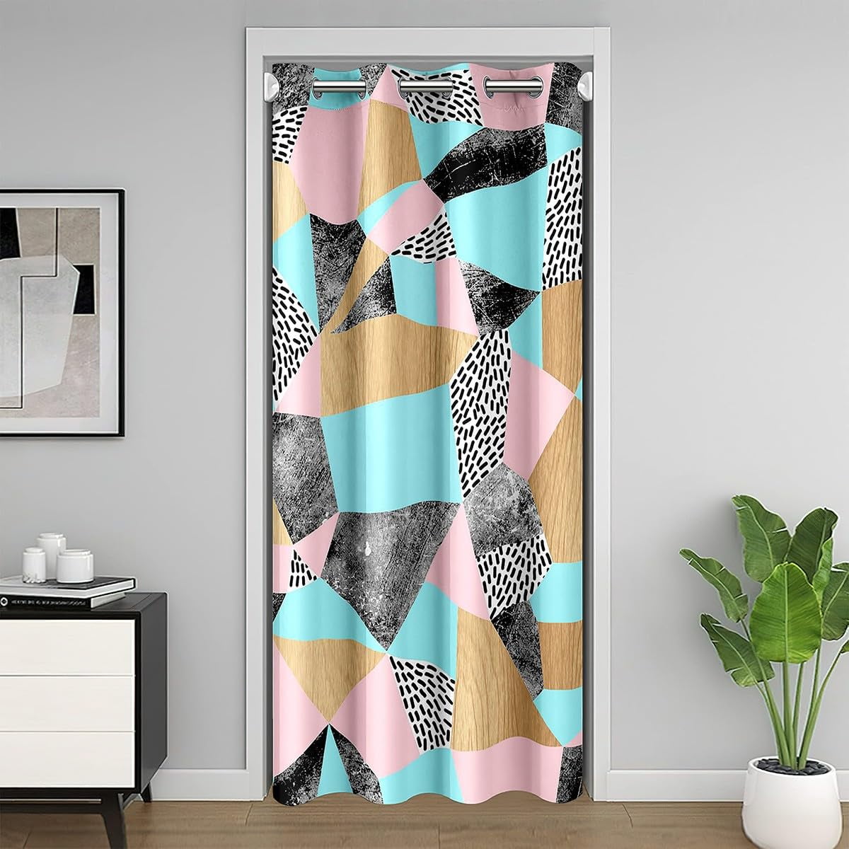 Geometry Triangle Sky Cloud Door Curtains for Doorway Closet Curtain ...