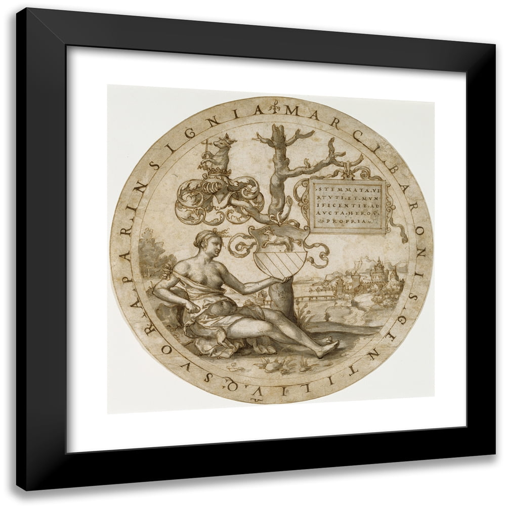 Georg Pencz 20x20 Black Modern Framed Museum Art Print Titled - Study ...