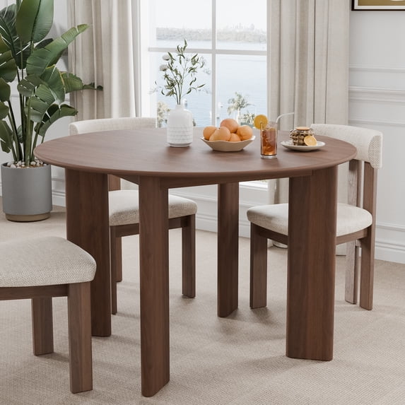 George 45" Soild Wood Dining Table Round Kitchen Table, Walnut ...