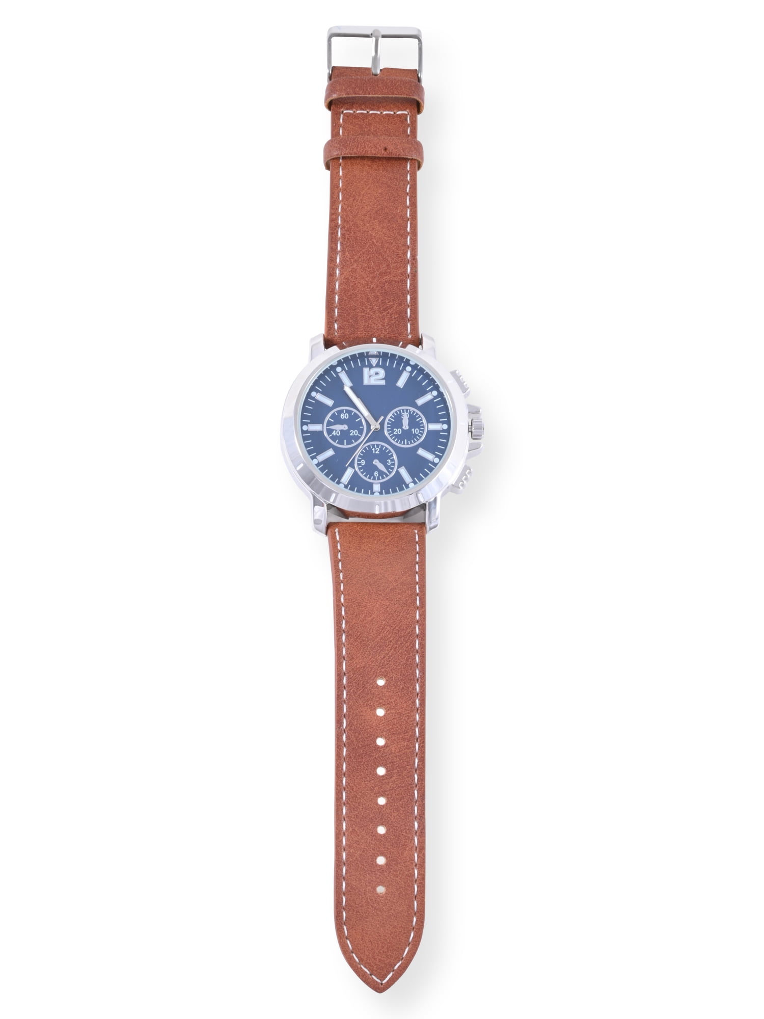 George Adult Male Analog Watch with Silver Dial in Brown Strap and ...