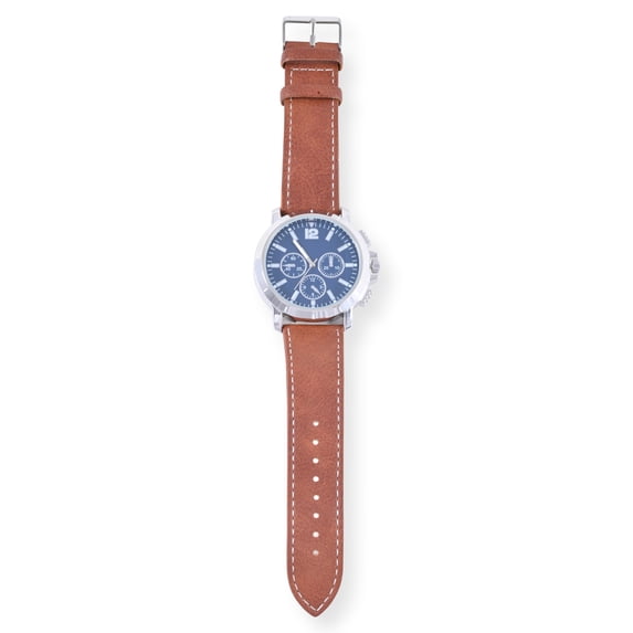 George Adult Male Analog Watch with Silver Dial in Brown Strap and ...