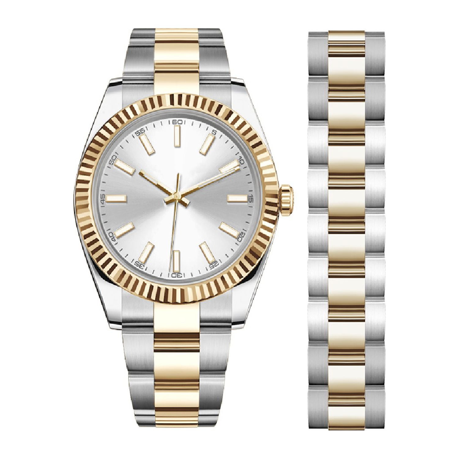 George Adult Mens Round Two Tone Analogue Watch with Matching Bracelet ...