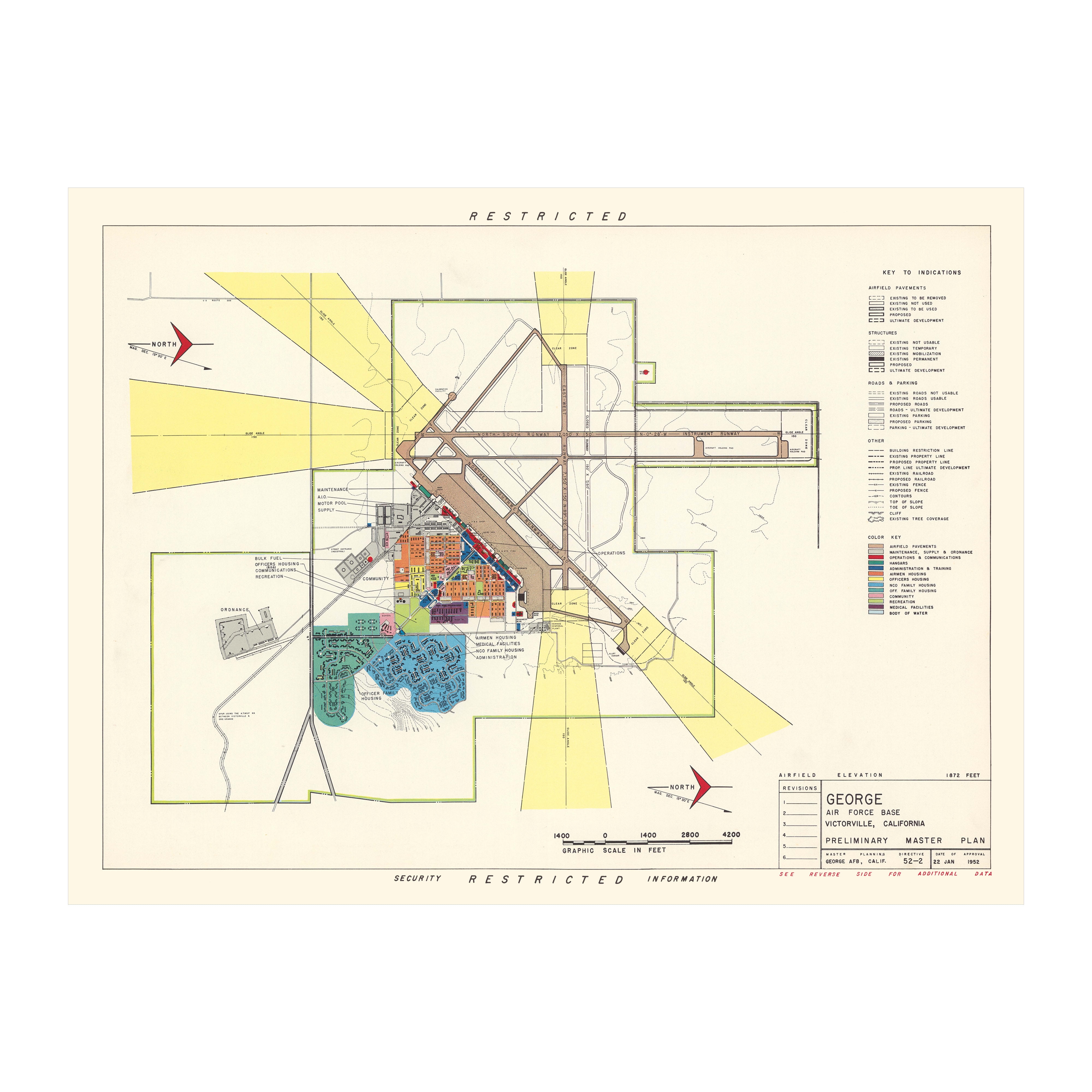 George Air Force Base Art, 1952 Vintage Map of George Air Force Base ...