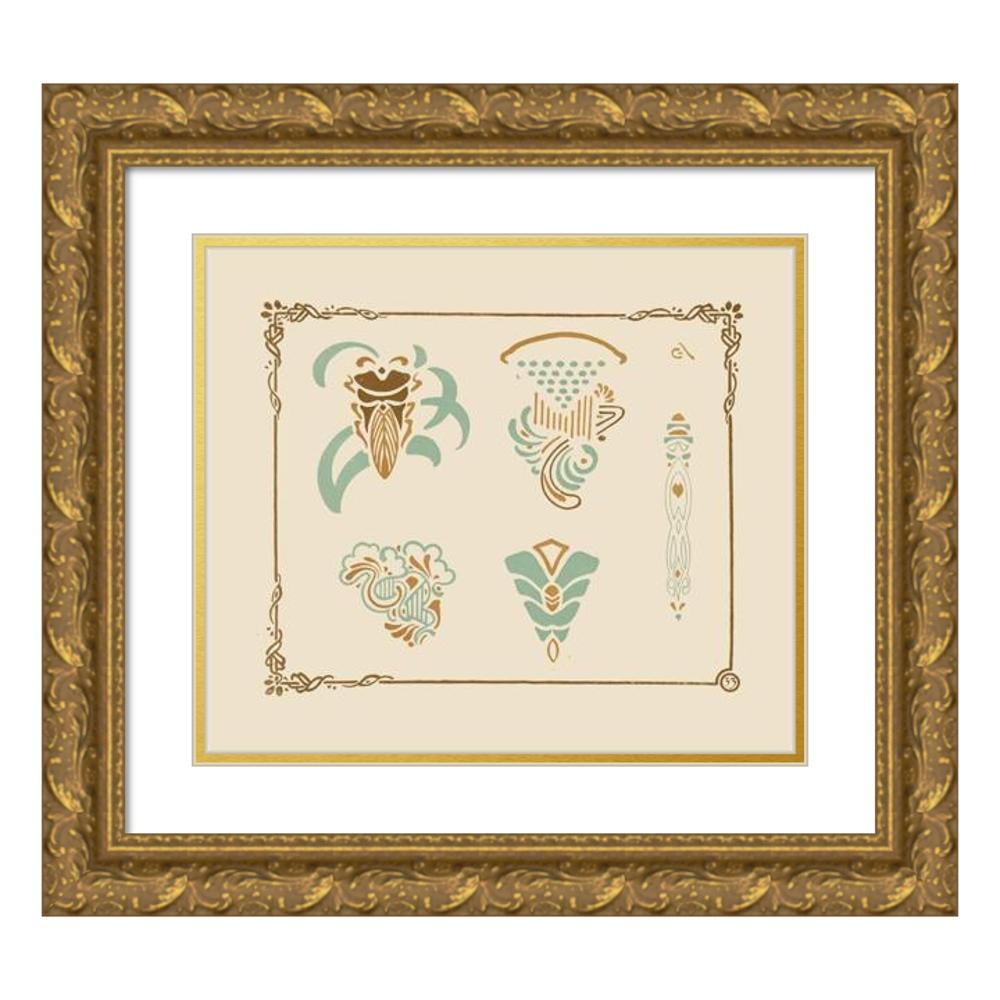 George Auriol 16x15 Gold Ornate Wood Frame and Double Matted Museum Art ...