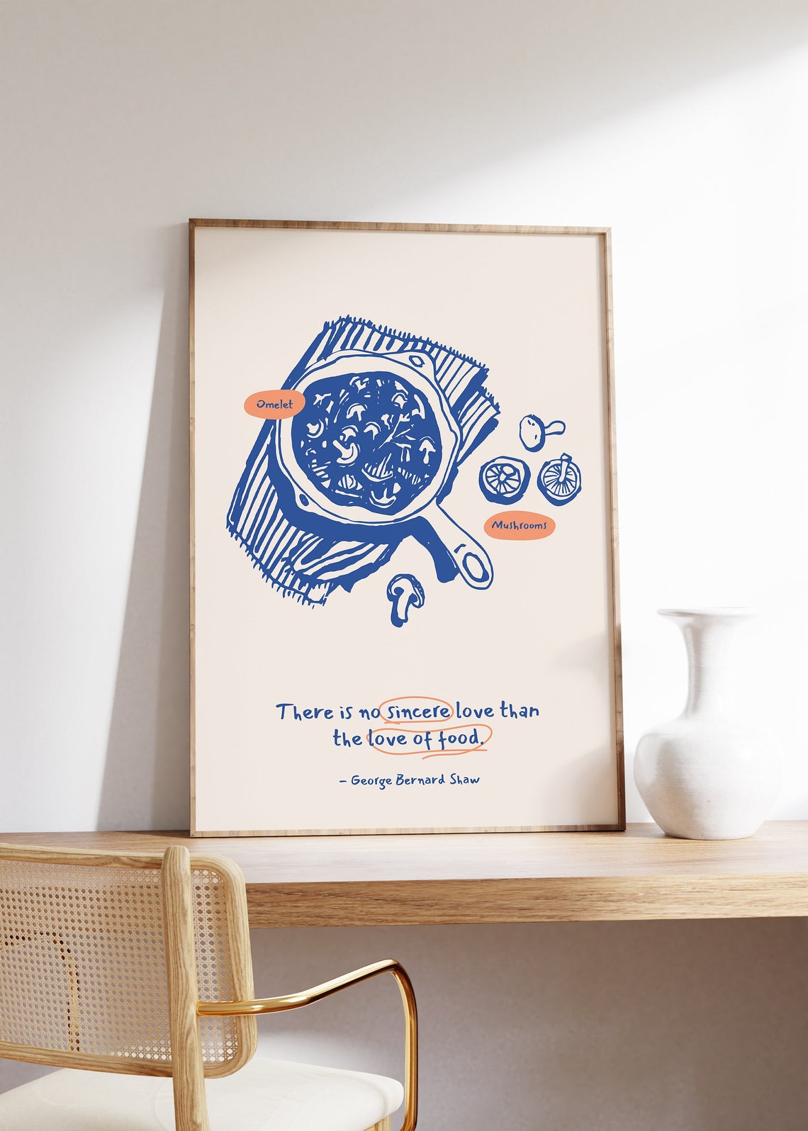 George Bernard Shaw Food Quotes Print, Retro Eggs Breakfast Print, Cute ...