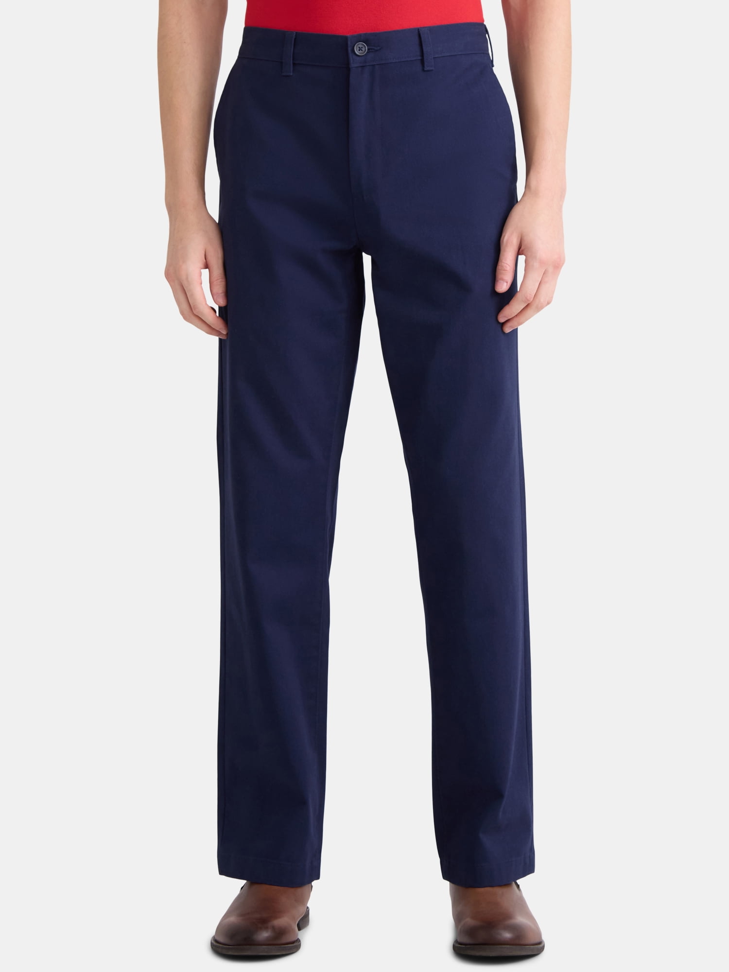 George Men's & Big Men's Classic Fit Flat Front Wrinkle Resistant ...