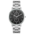 George Brand Men's Wristwatch: Silver Tone Case, Black Dial, 3-Link ...