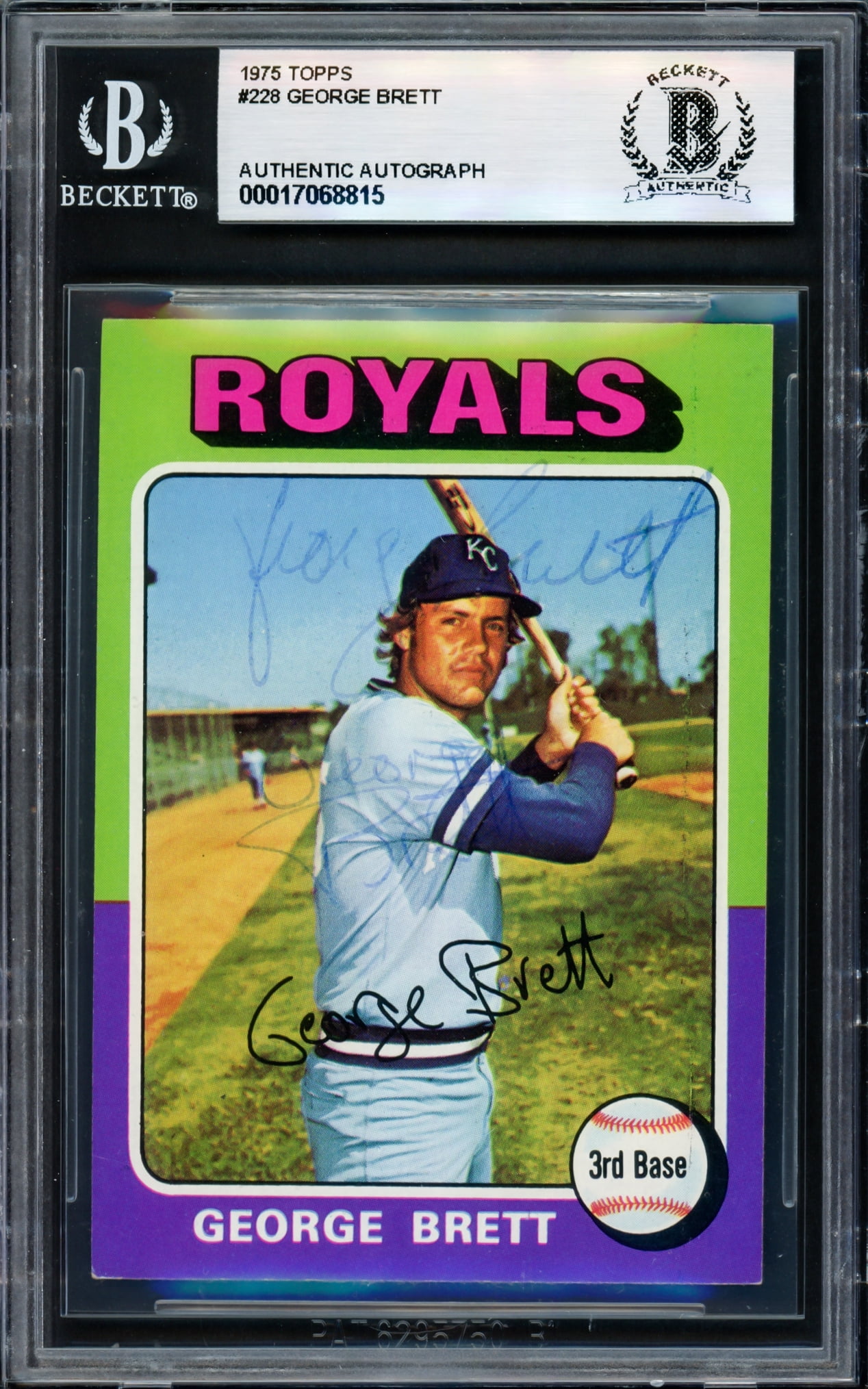 George Brett Autographed 1975 Topps Rookie Card #228 Kansas City Royals ...