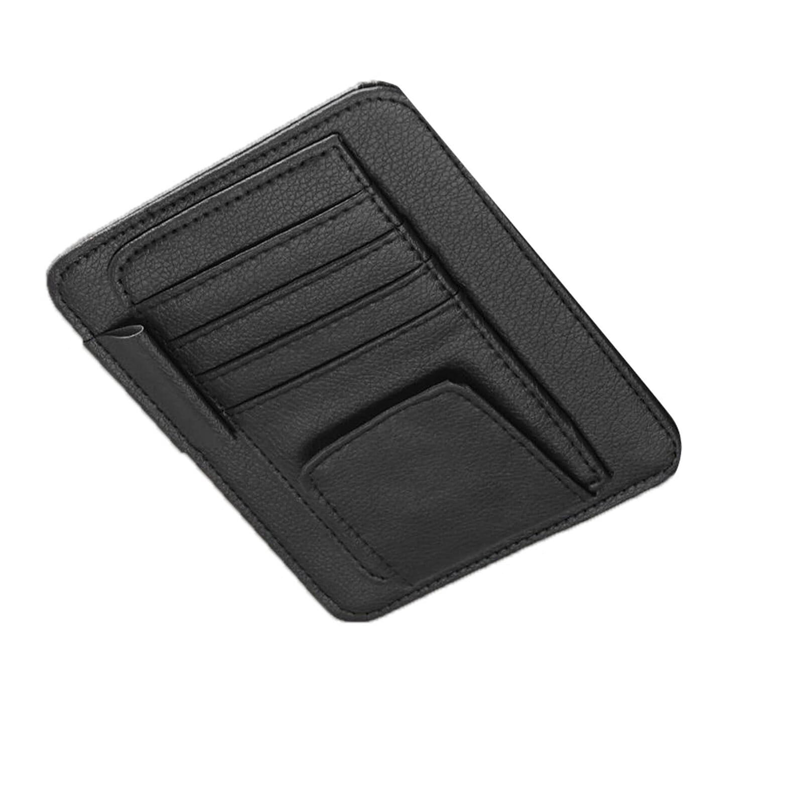 George Car Visor Organiser Universal Car Glasses Holder Clip With Storage Compartments Leather