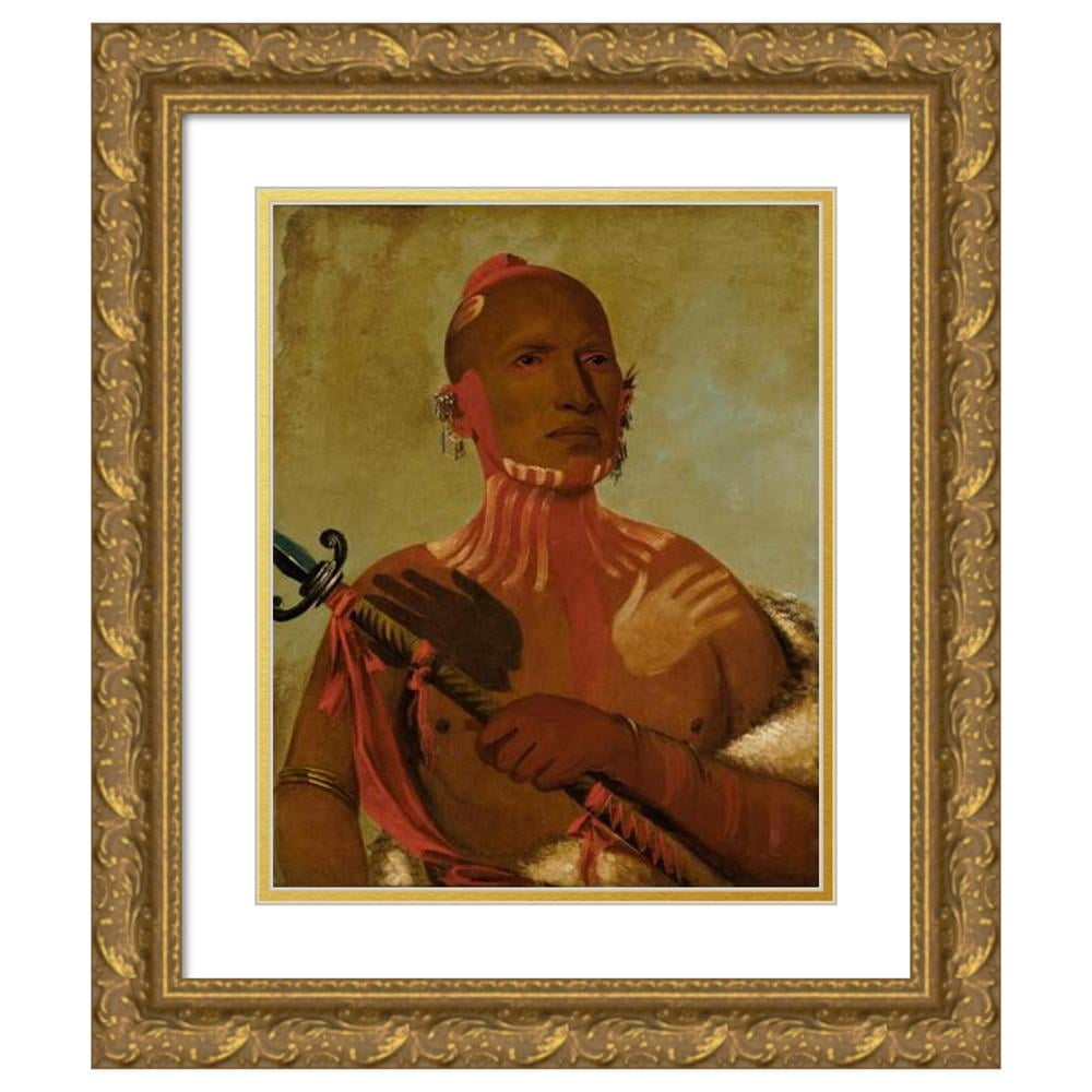George Catlin 12x14 Gold Ornate Wood Frame and Double Matted Museum Art ...
