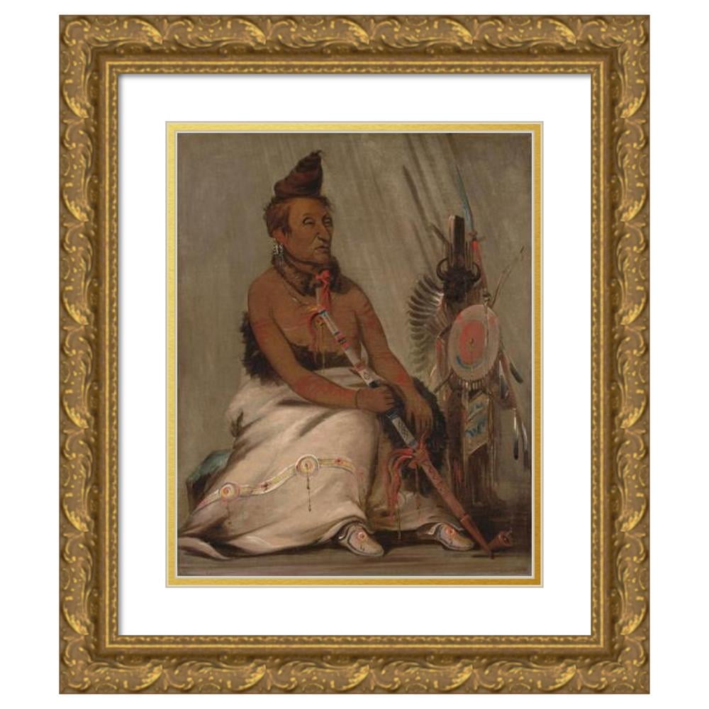 George Catlin 15x17 Gold Ornate Wood Frame and Double Matted Museum Art ...
