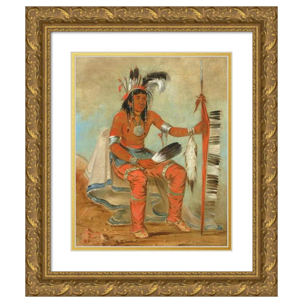 George Catlin 15x18 Gold Ornate Wood Frame and Double Matted Museum Art ...