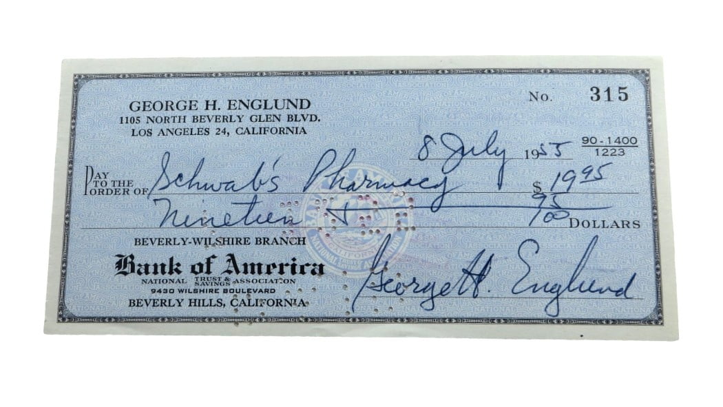 George Englund Signed Autographed Bank Check Editor Director 7/8/55 JSA ...
