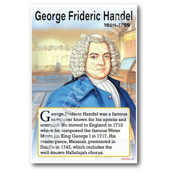George Frideric Handel - Baroque Composer - Biography Poster 18 x 12 ...