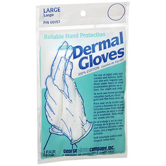 George Glove Company 100% Cotton Dermal Gloves, Large - Walmart.com