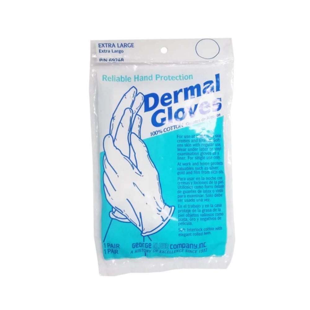 George Glove Company 100% Cotton Dermal Gloves, Large - Walmart.com
